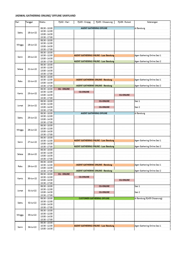 Jadwal Event Online Offline Juni-Juli 2022 | PDF