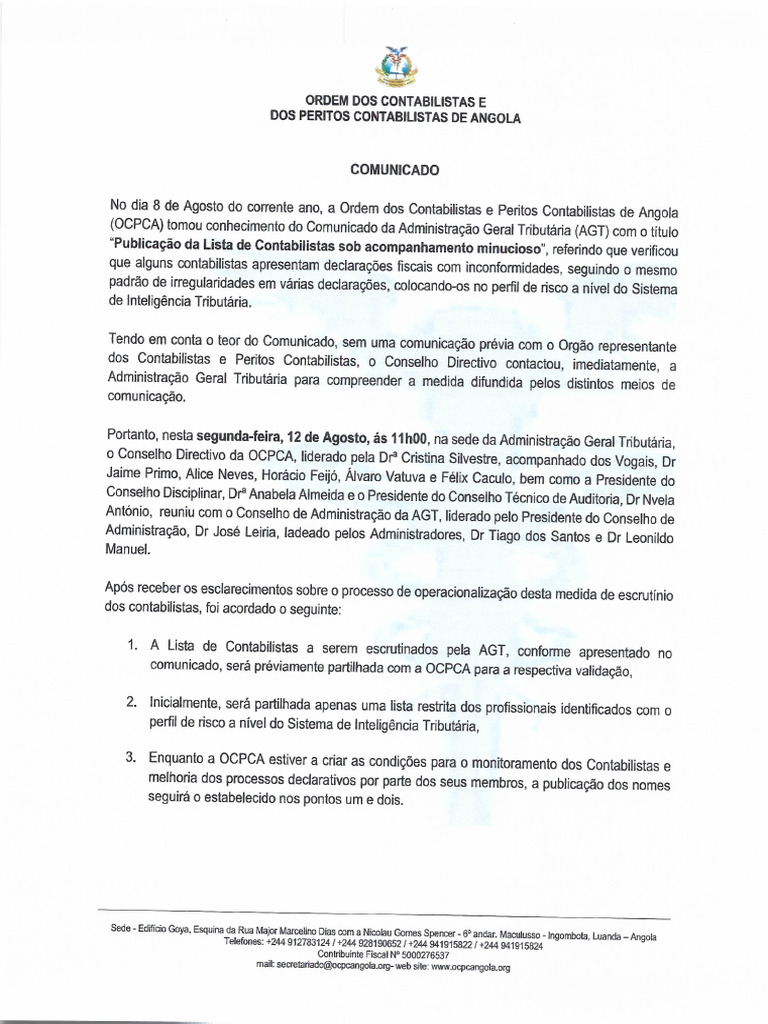 Ocpca Comunicado | PDF