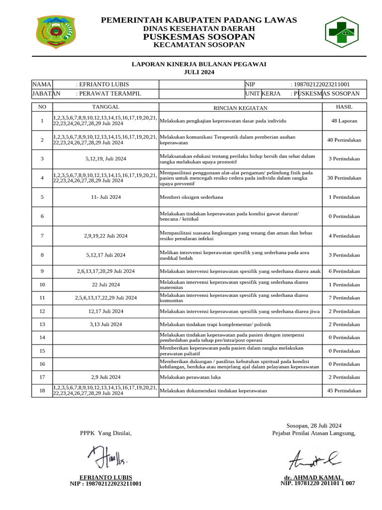 LAPKIN Efrianto Lubis | PDF