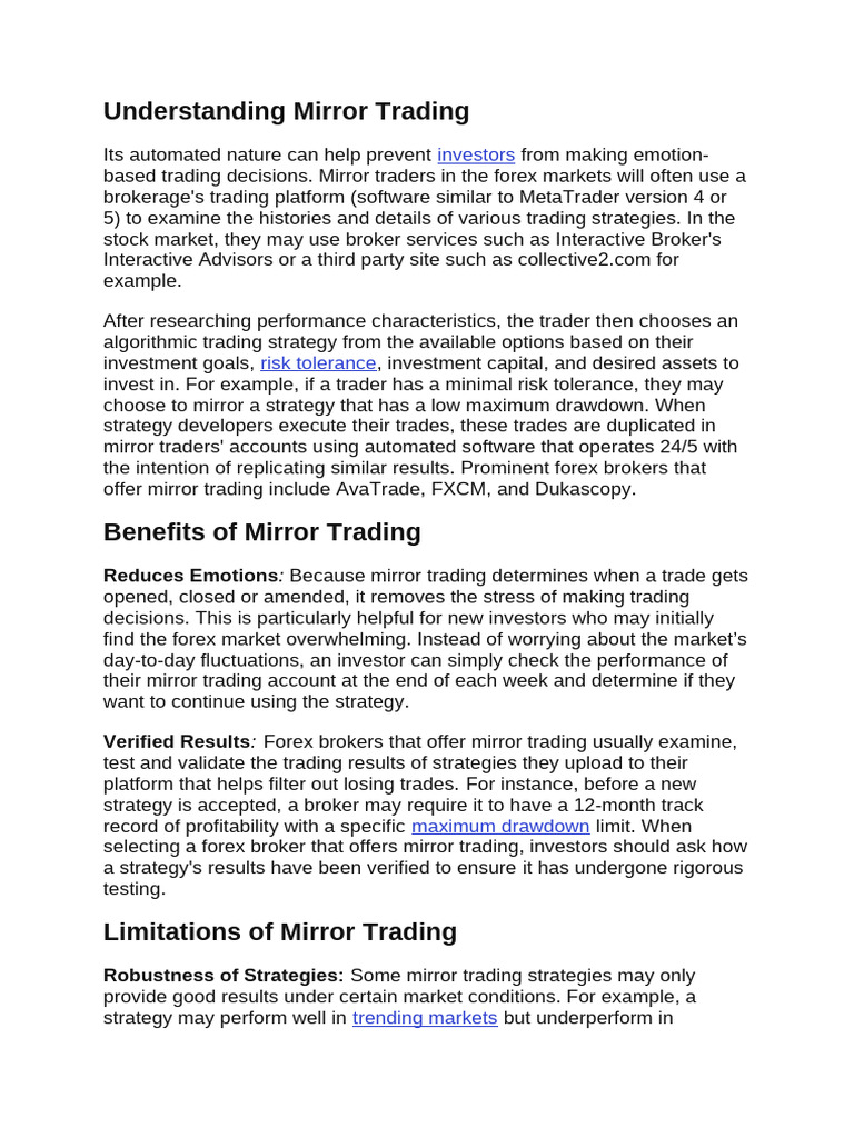 Understanding Mirror Trading | PDF
