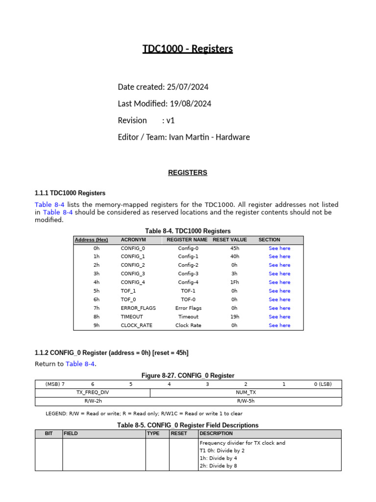 TDC1000 Registers | PDF