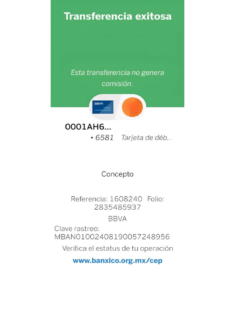 Comprobante Transferencia BBVA | PDF