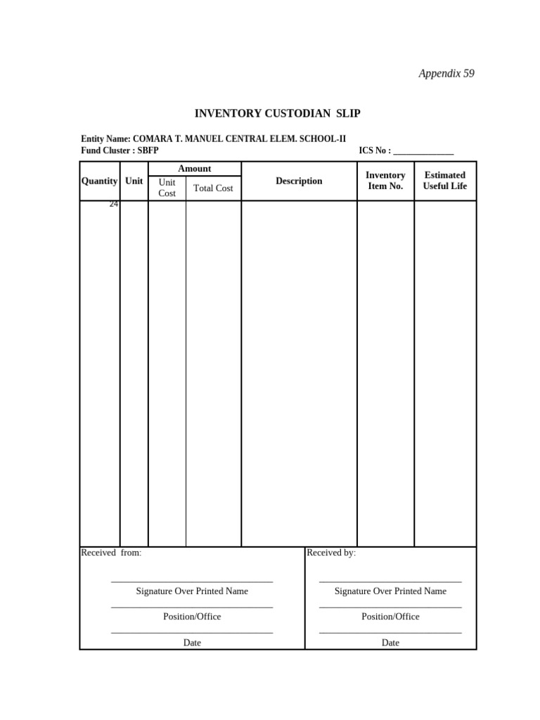 Inventory Custodian Slip | PDF