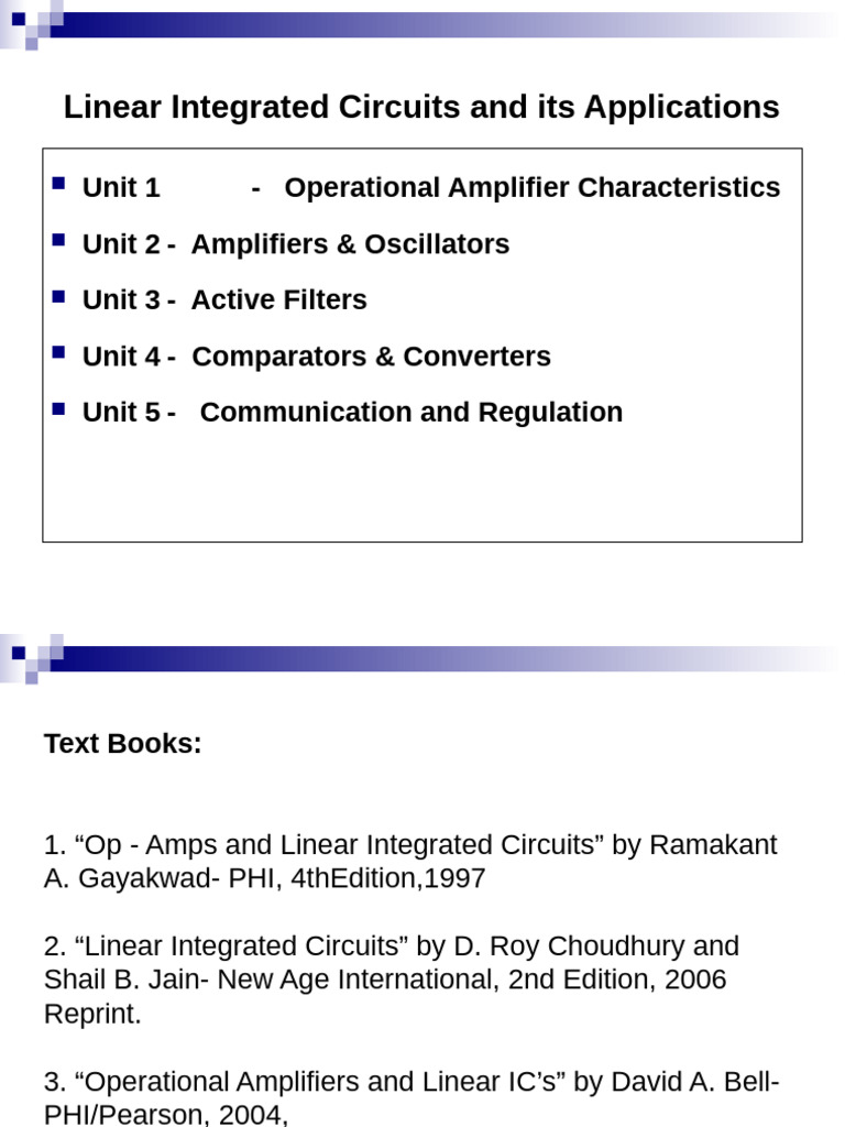 Linear Integrated Circuits and Its Applications | PDF