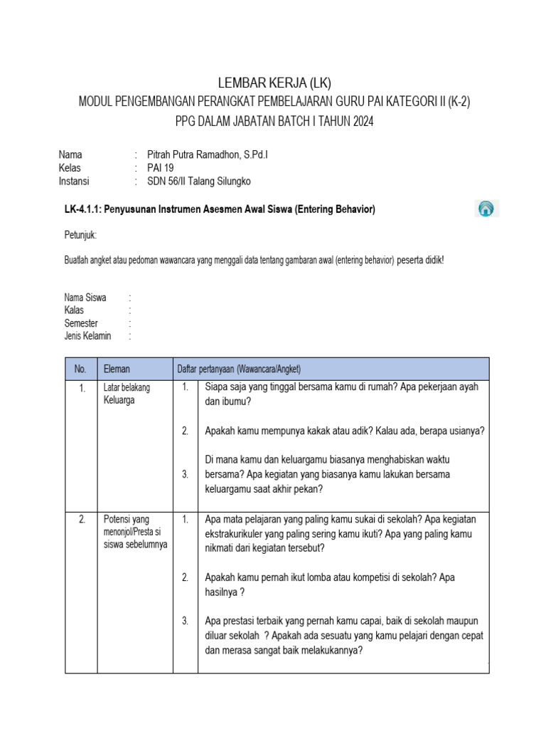 Tugas Loka Karya - LK 4 - Pitrah Putra R | PDF