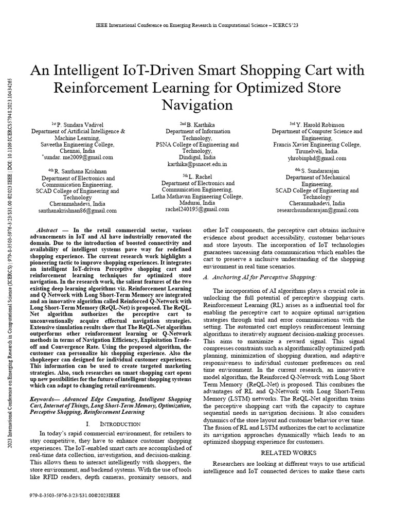 An Intelligent IoT-Driven Smart Shopping Cart With Reinforcement Learning For Optimized Store ...