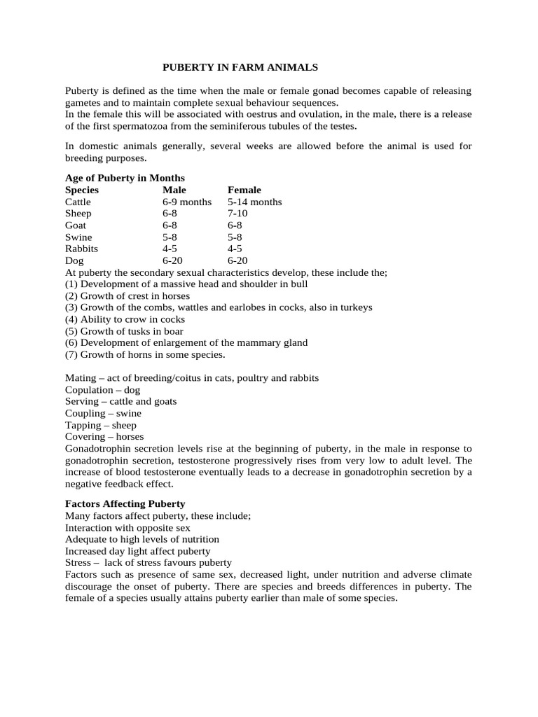 AnS 515 Puberty-And-Oestrus-In-Farm-Animals - Lecture-Note | PDF ...