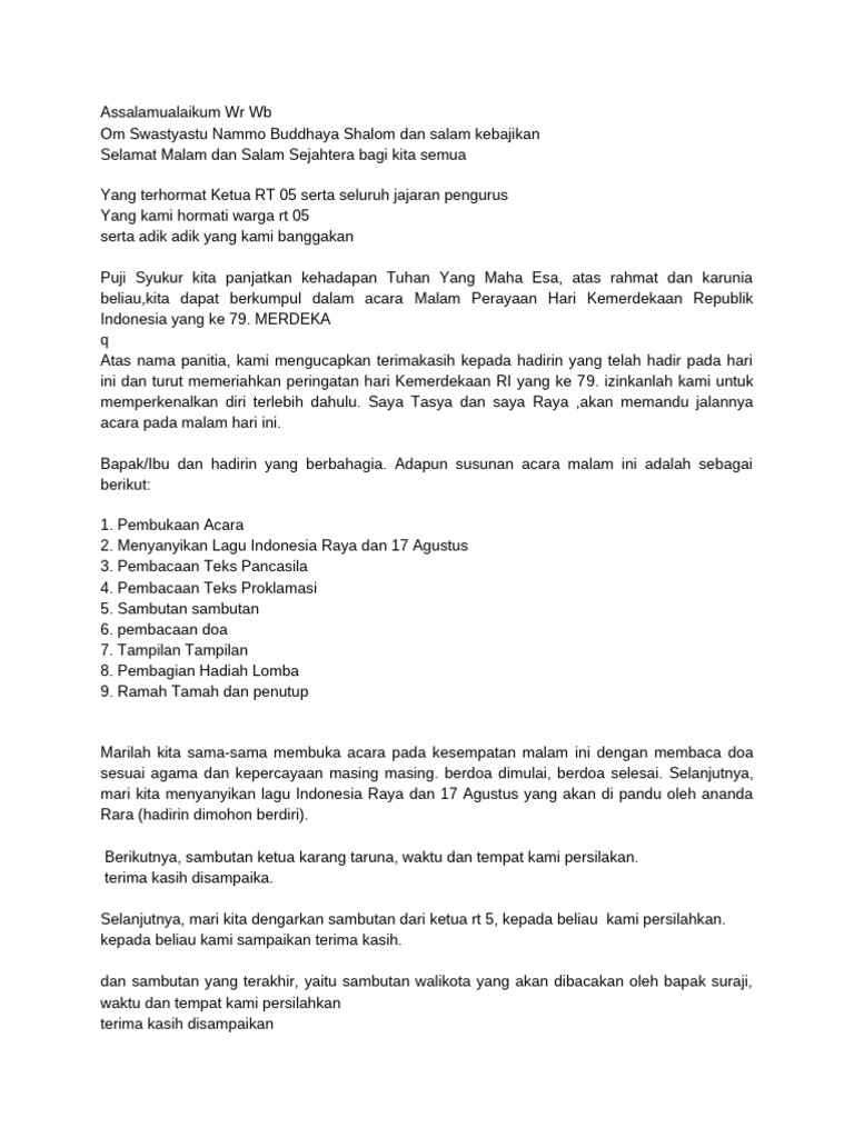 teks mc 17 Agustus | PDF