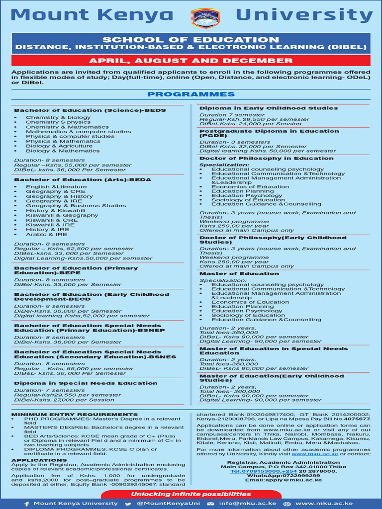 MKU Education Programmes & Fees Overview | PDF | Bachelor's Degree | Academic Term