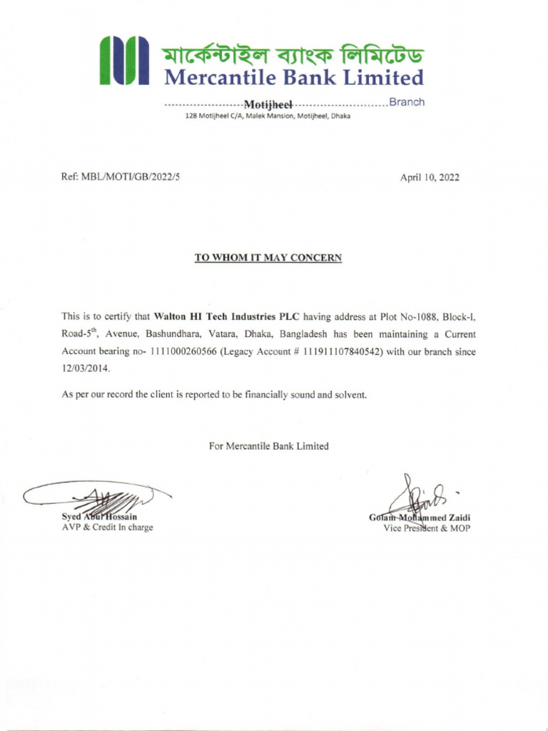 Solvency Certificate of Plc. | PDF