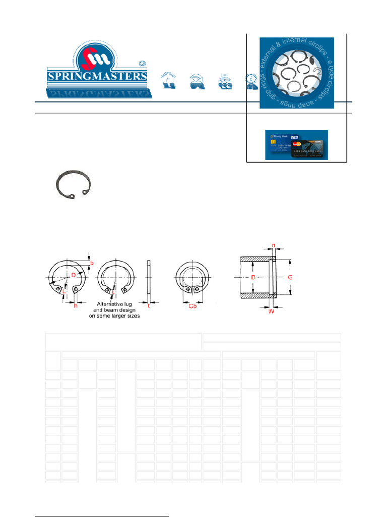 Internal Circlips Specifications Guide | PDF
