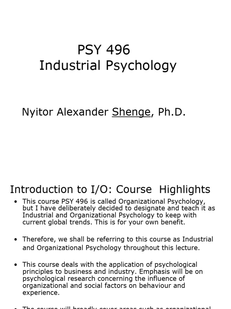 Psy 496 Lecture Note | PDF