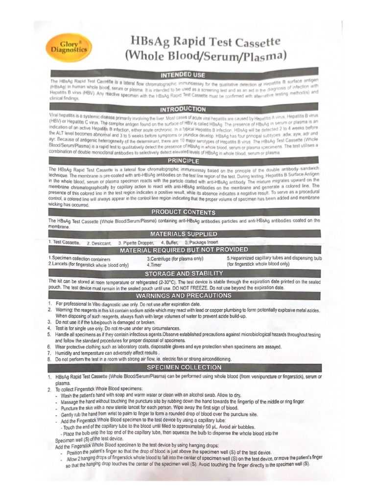 Kit Insert HBSAg | PDF