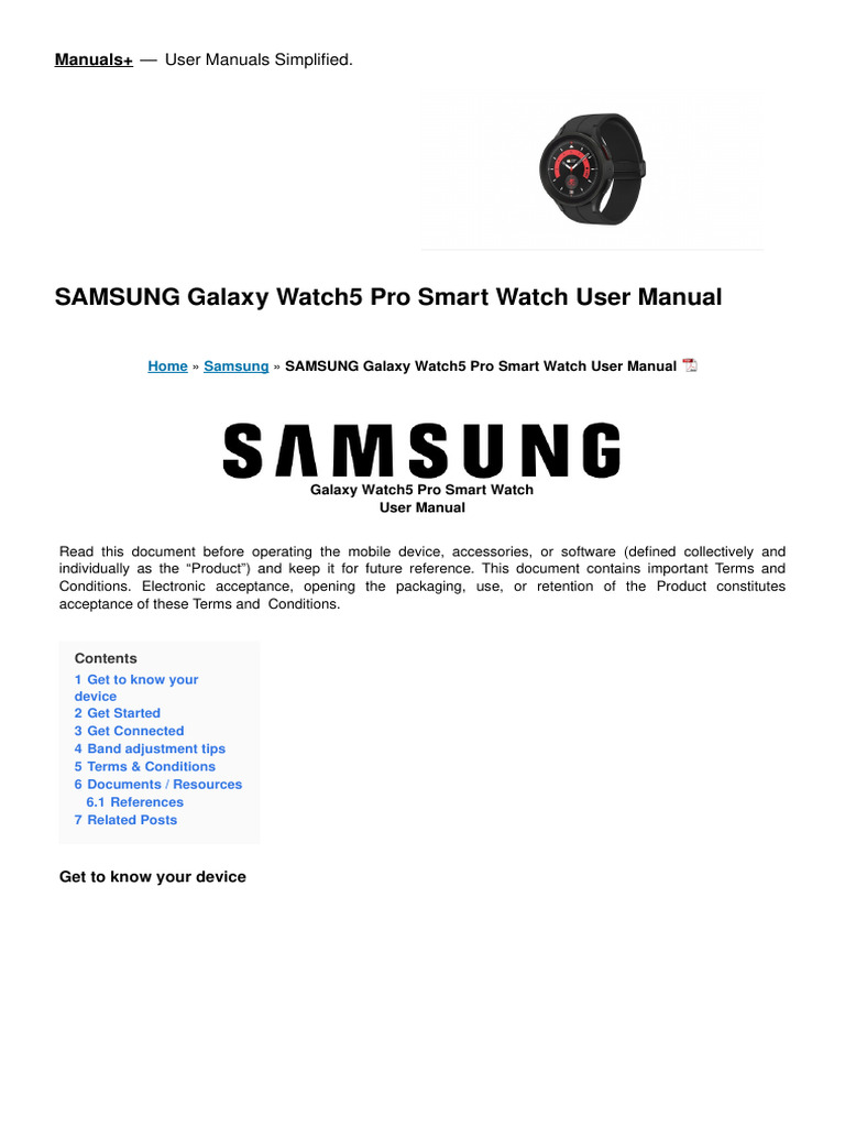 Galaxy Watch5 Pro Smart Watch Manual | PDF