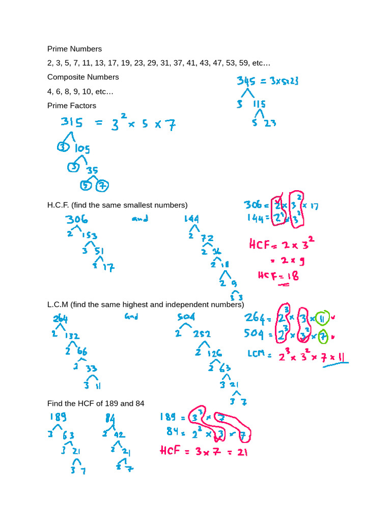 Prime Numbers HCF and LCM | PDF