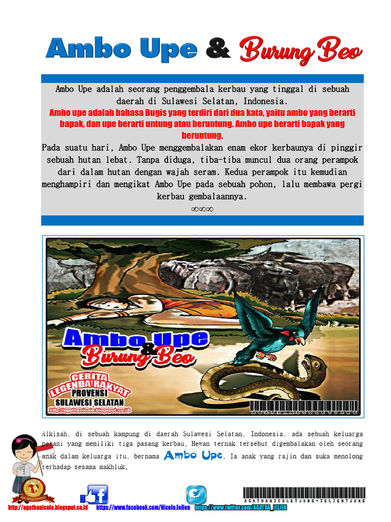 Legenda Sulawesi Selatan - Ambo Upe Dan Burung Beo | PDF