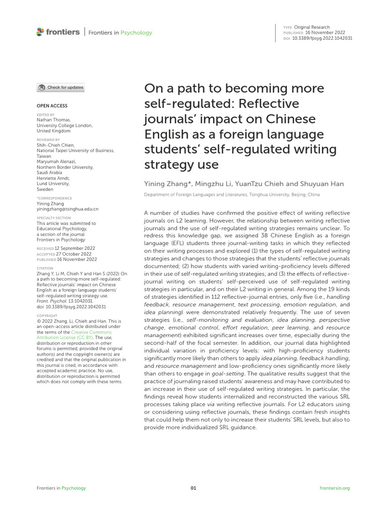 Self-Regulated Writing Strategy Use | PDF