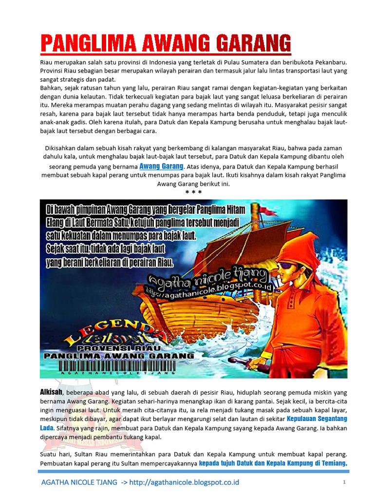 Legenda Riau - Panglima Awang Garang | PDF