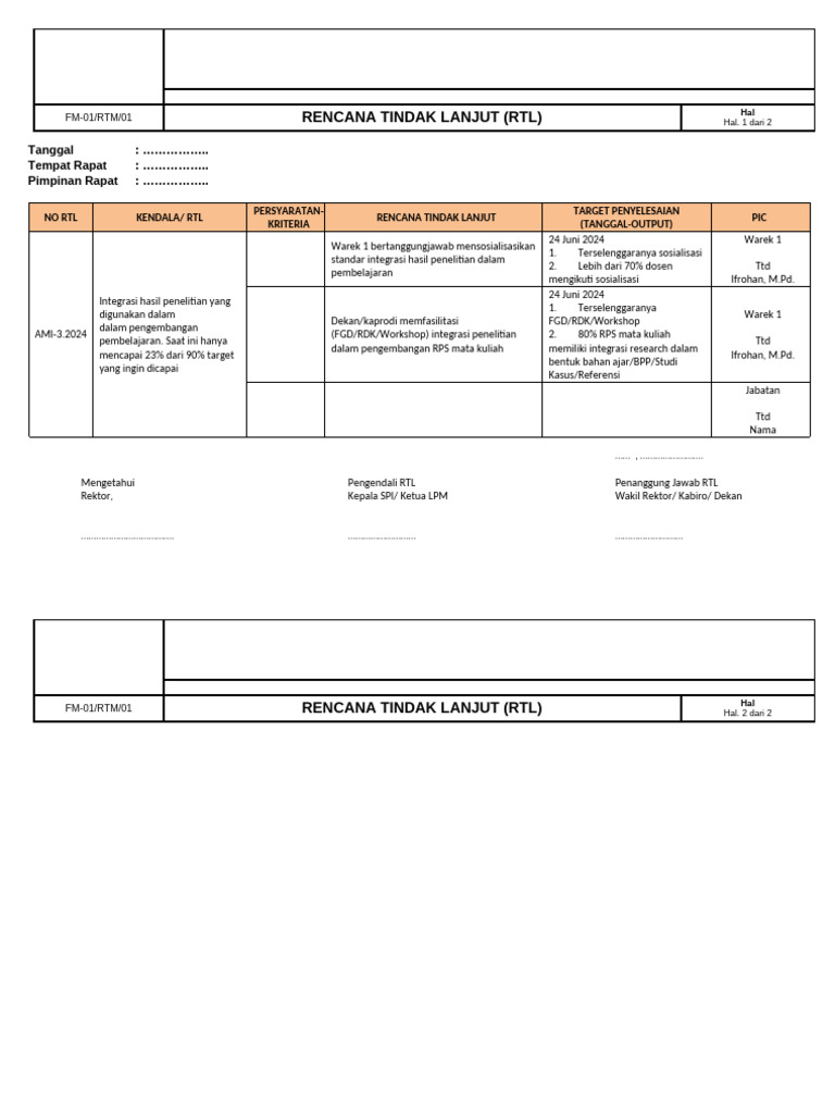 Contoh RTM | PDF