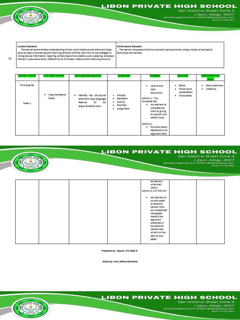 English 10 Curriculum Map Quarter 3 | PDF