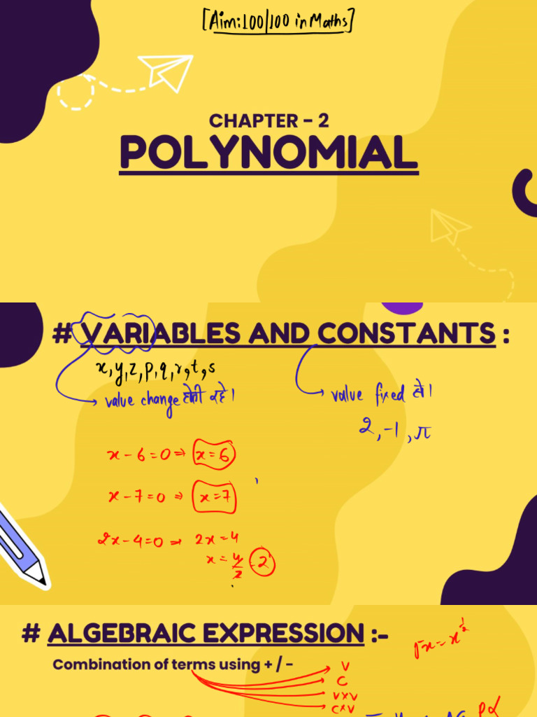 9th Ch2 Polynomials One Shot | PDF