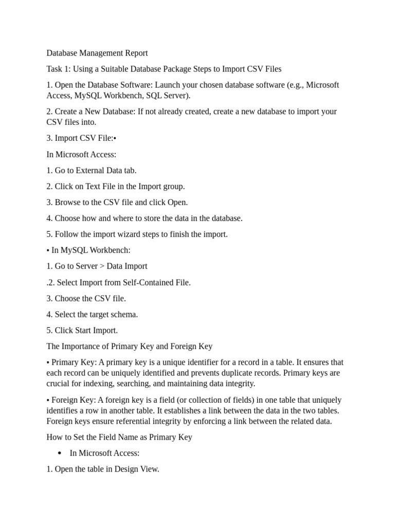 Database Management Report | PDF