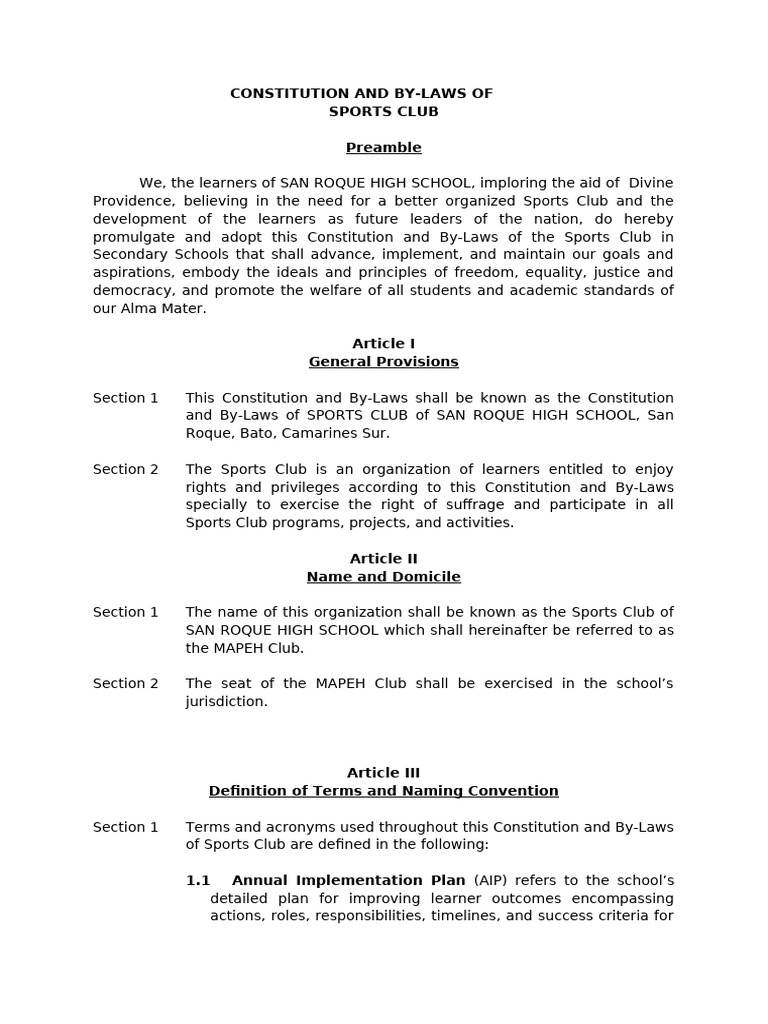 Sports Club CBL 23 24 | PDF | By Law | Constitution