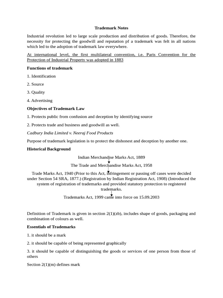 Trademark Notes | PDF