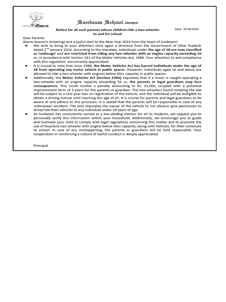 Notice - 2 Wheelers | PDF