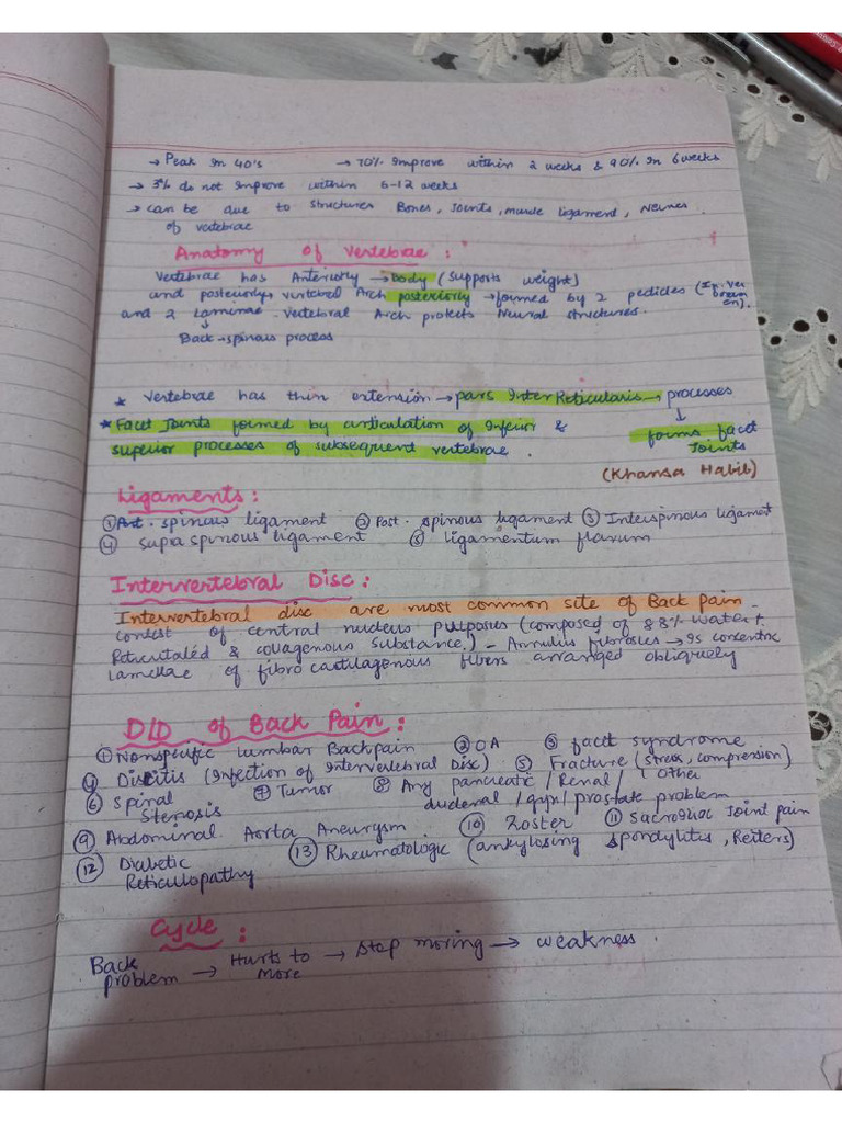 Backpain Notes Orthopedics | PDF