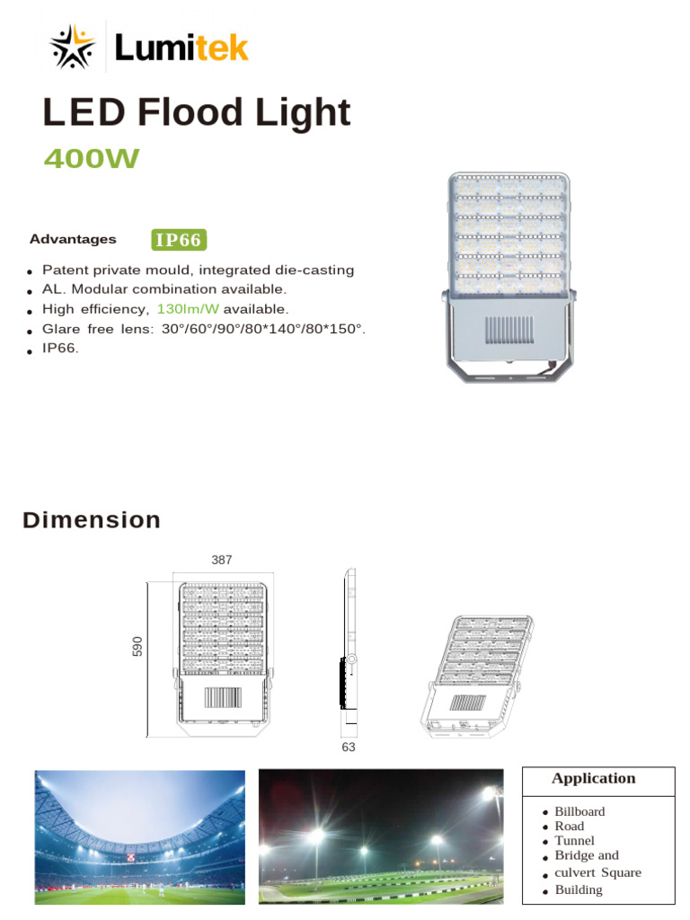400W - Floodlight Datasheet11 | PDF | Electricity | Electrical Engineering