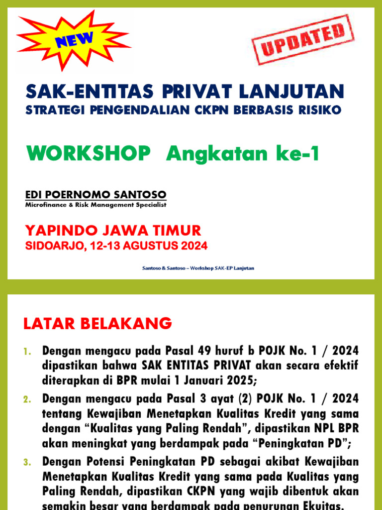 Workshop Lanjutan SAK Entitas Privat | PDF