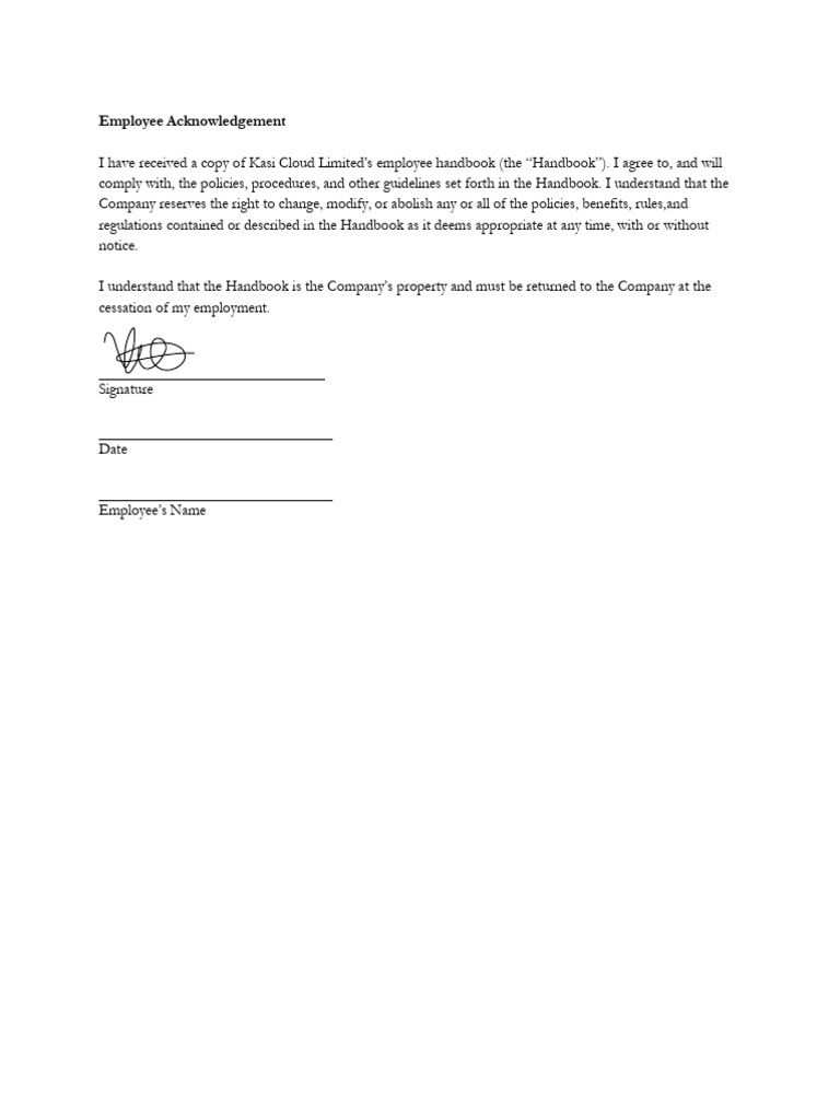 Employee Acknowledgement Signed | PDF