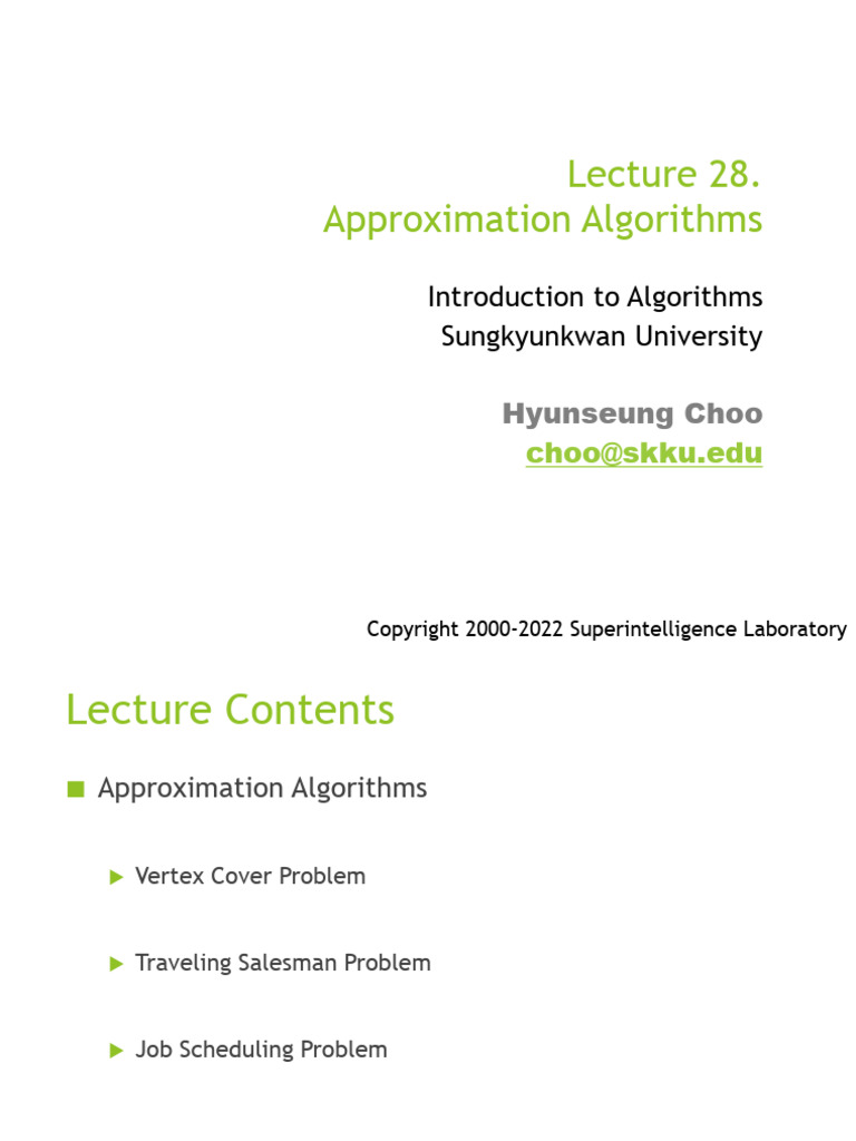 Lecture 28 - ApproximationAlgorithms | PDF | Vertex (Graph Theory) | Computational Problems