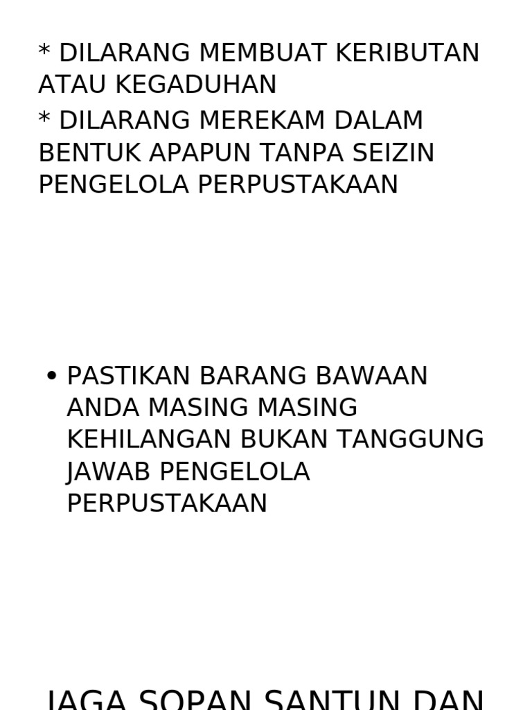 Dilarang Membuat Keributan Atau Kegaduhan | PDF