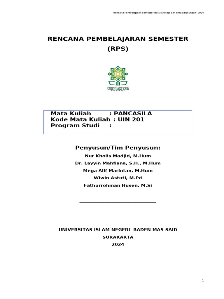 RPS Pancasila 2024 | PDF | Nationalism | Social Science