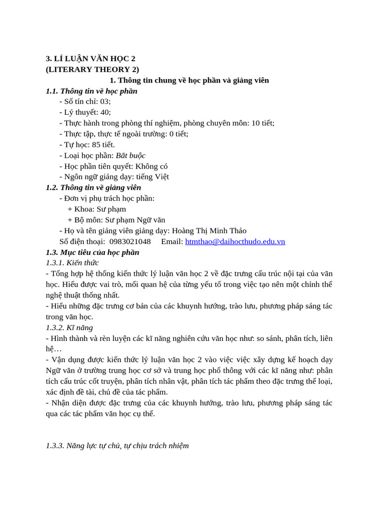 Chương Trình LLVH 2 | PDF