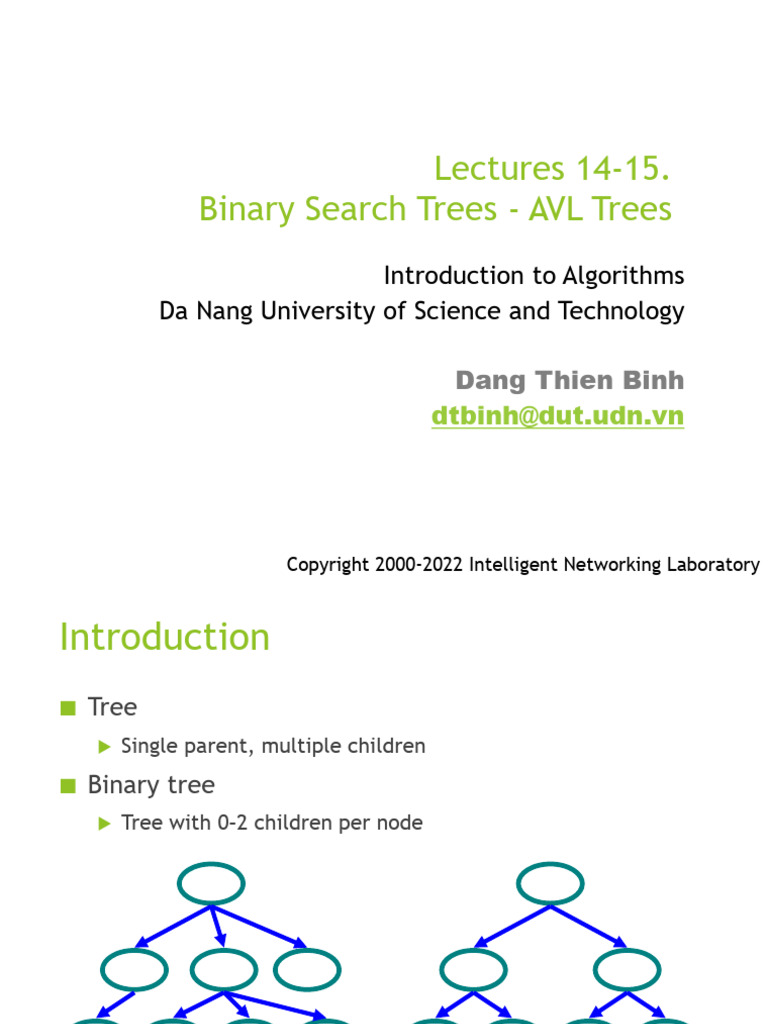 Lectures 14-15 - Binary Search Trees - AVL Trees | PDF | Algorithms | Algorithms And Data Structures
