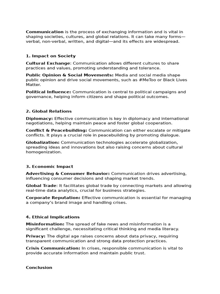 Communication Is The Process of Exchanging Information and Is Vital in ...