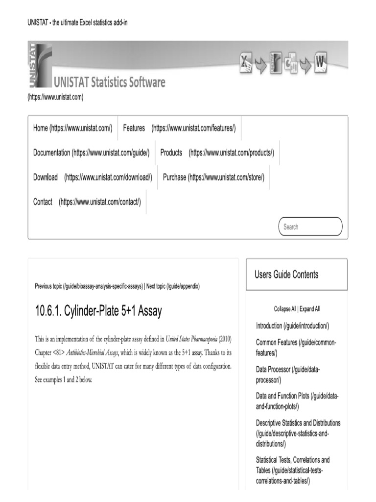Unistat Statistics Software - Bioassay Analysis-Cylinder Plate 5+1 ... Unistat Statistics Software - Bioassay Analysis-Cylinder Plate 5+1 ...
