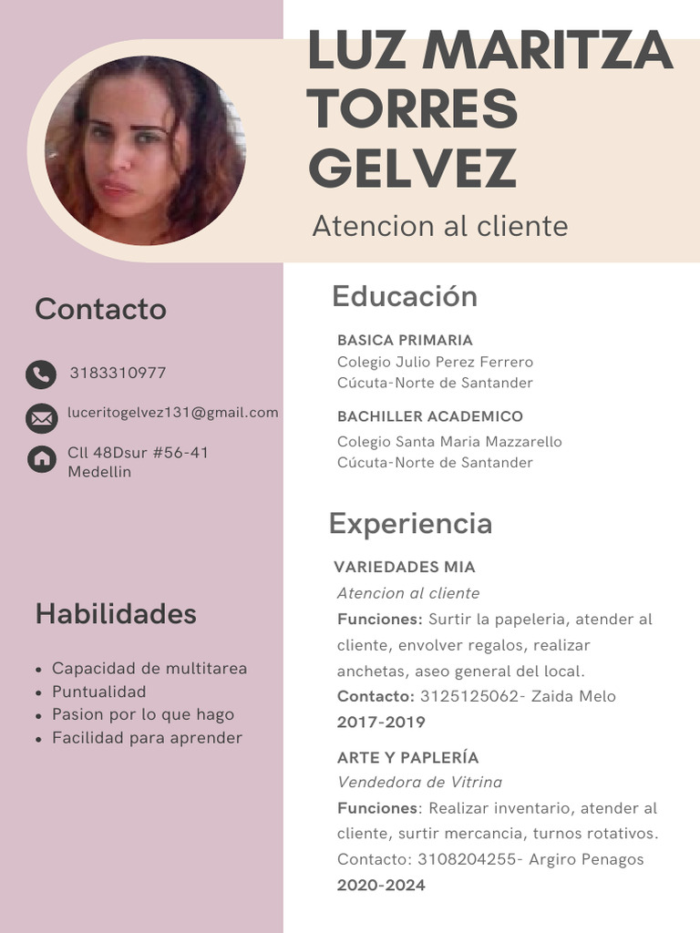 Hoja de Vida Maritza | PDF