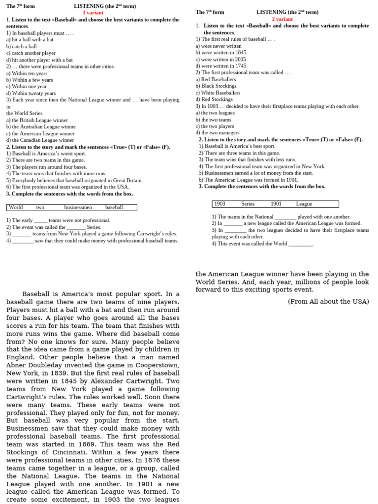 The 7th Form Listening | PDF