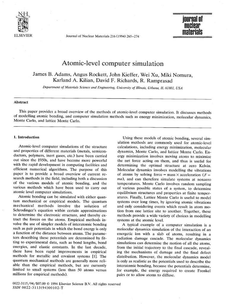 Adams94 JNM Atomic-levelSimulation | PDF