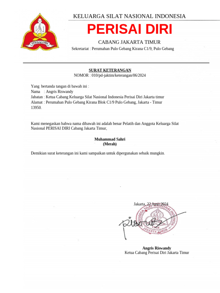 Keterangan - Pelatih Ipsi M.sahri | PDF