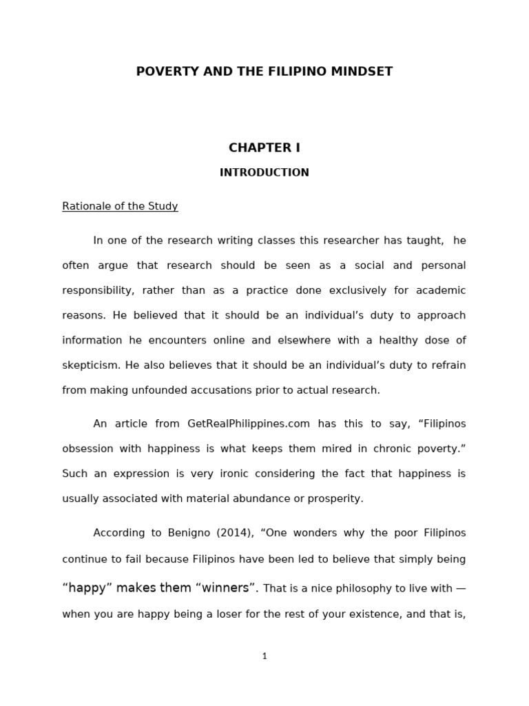 Poverty and The Filipino Mindset Researc | PDF