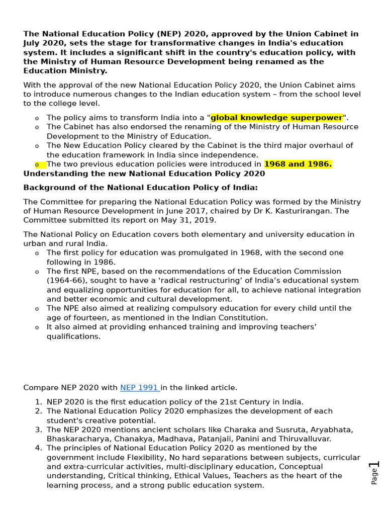 Nep Short Notes | PDF
