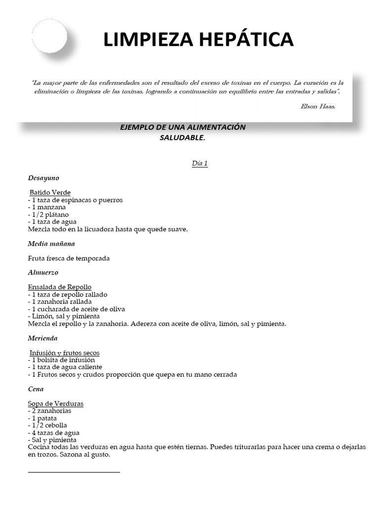Recomendación Limpieza Hepática | PDF