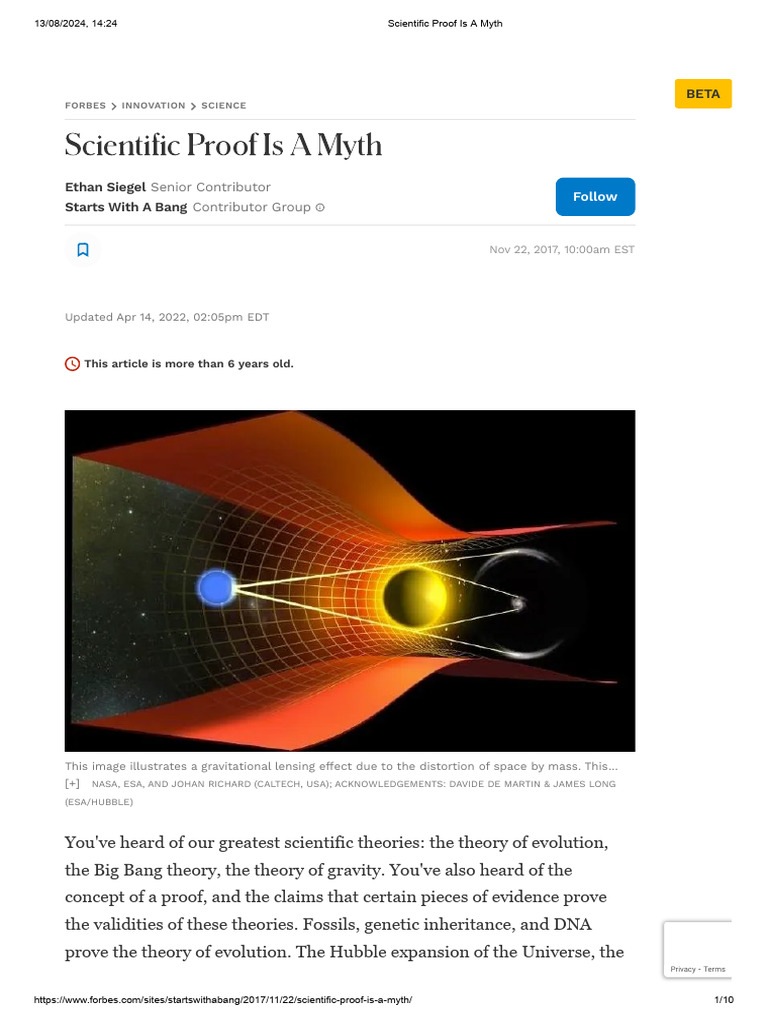 Prof. Ethan Siegel, PH.D., Scientific Proof Is A Myth | PDF | Theory ...