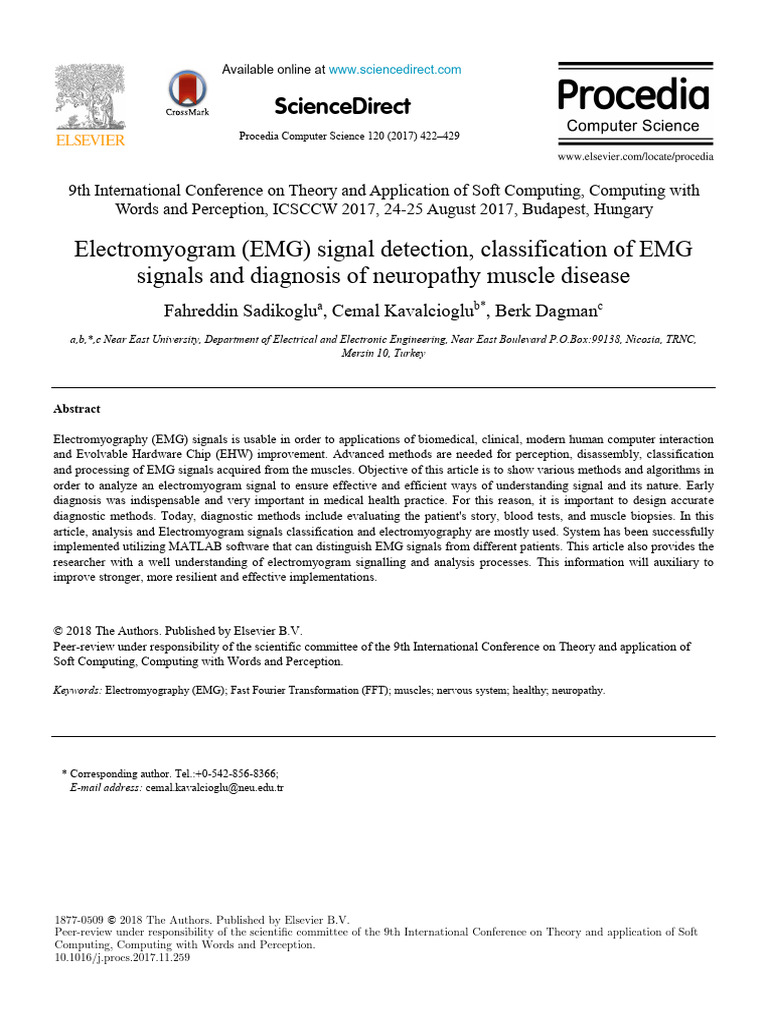 Electromyogram EMG Signal Detection Classification | PDF