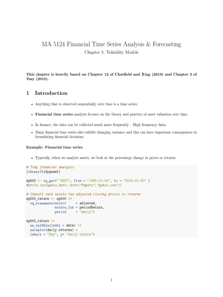 Chapter3 Volatility Models | PDF